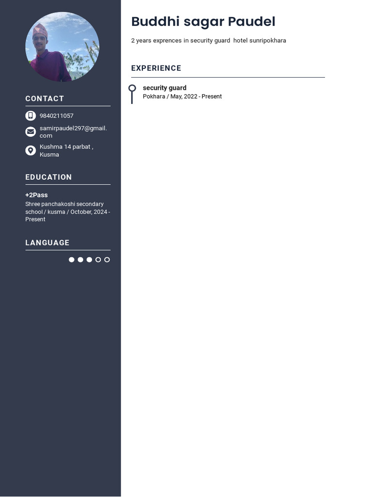 Security Guard Resume of Buddhi Sagar Paudel | PDF