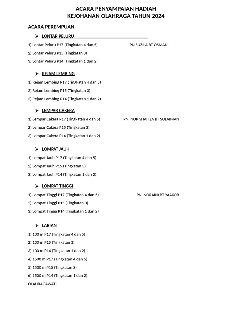 Acara Penyampaian Hadiah - Sukan | PDF