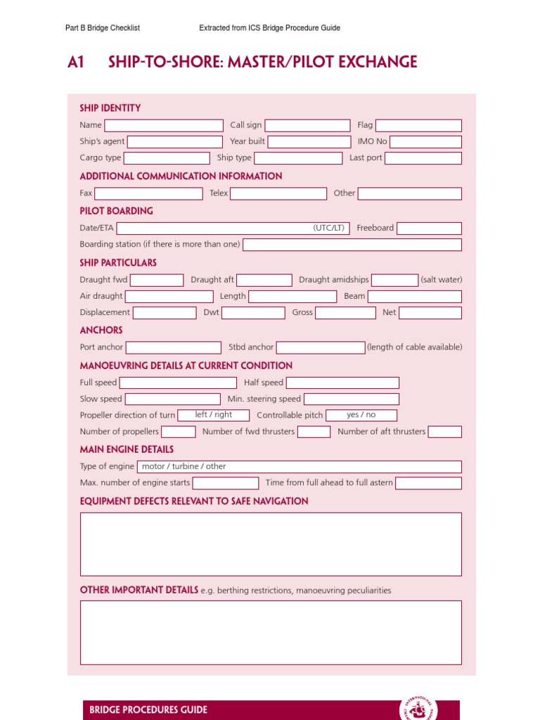Pilot Communication Check List | PDF | Ships | Watercraft