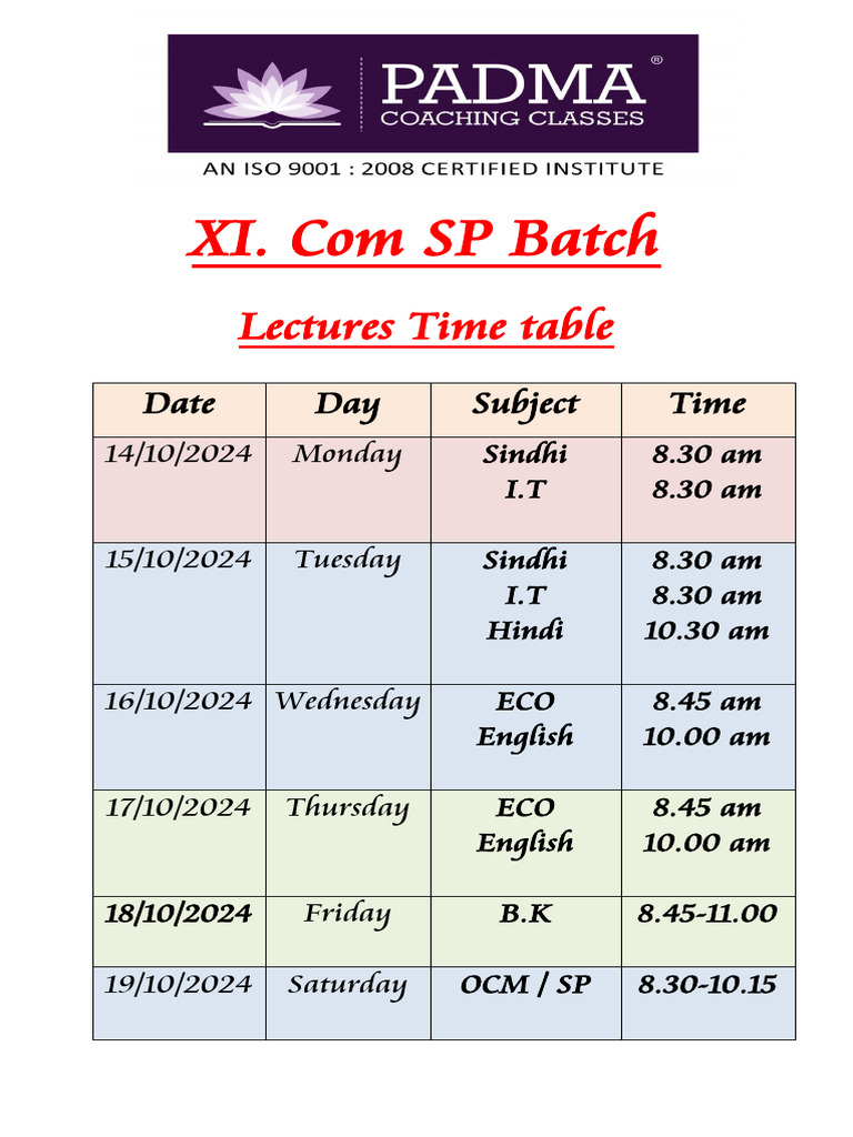 XI. Com SP Batch-20 | PDF