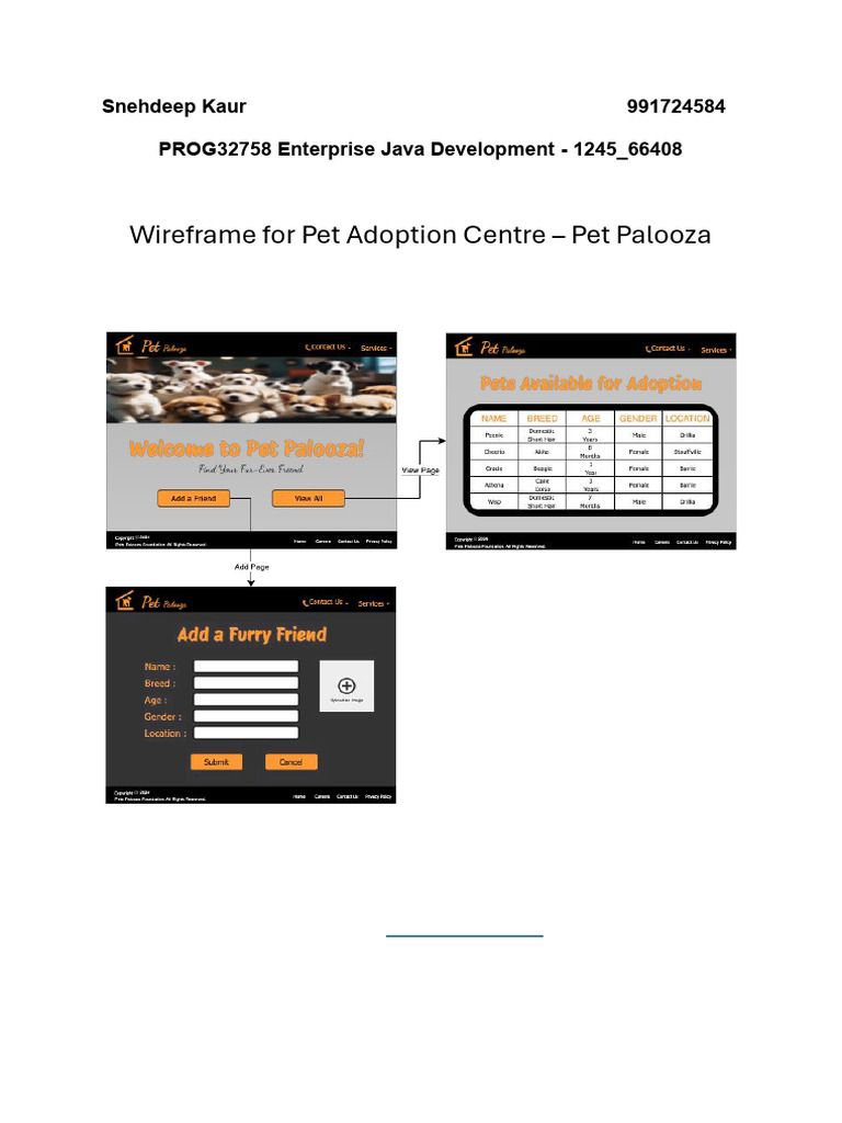 Pet Adoption Website Wireframe Design | PDF | Websites | Hyperlink