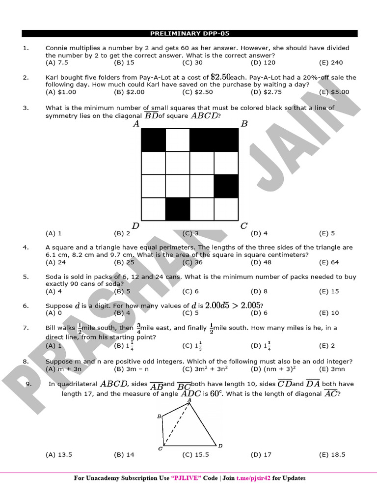 Preliminary DPP-5 (IOQM 2022) | PDF | Triangle | Elementary Geometry