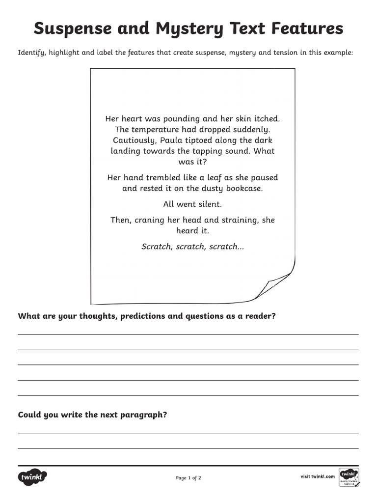 t2 e 3431 Uks2 Suspense and Mystery Text Features Activity Sheets - Ver ...
