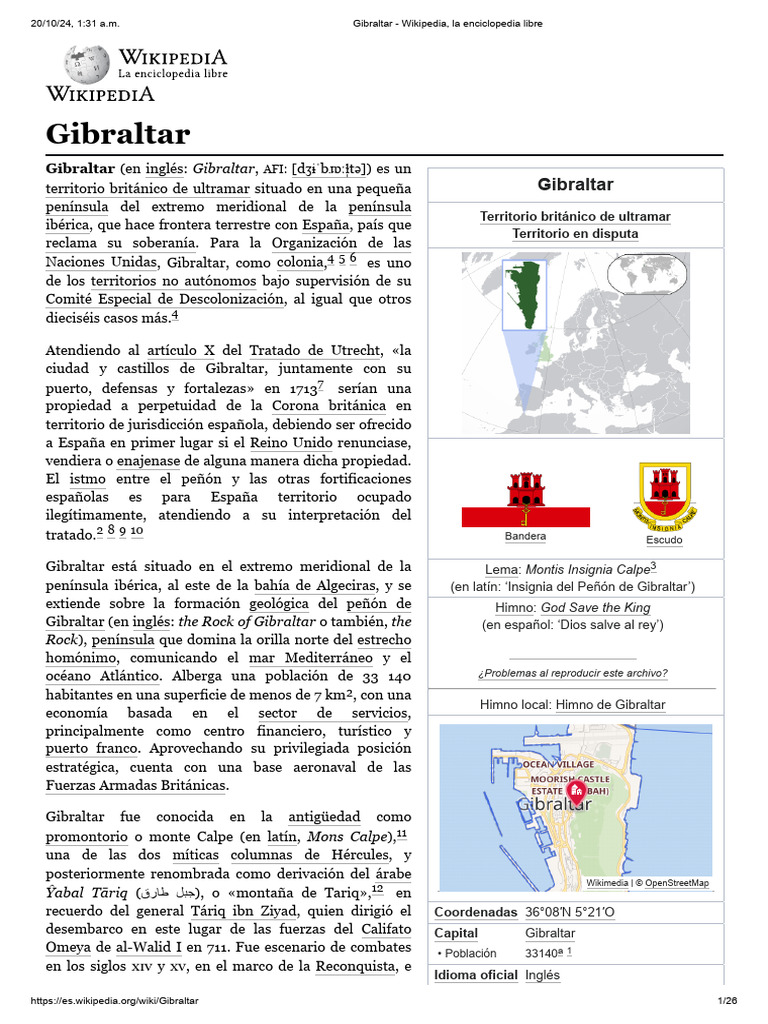 Gibraltar - Wikipedia, La Enciclopedia Libre | PDF | Gibraltar | España