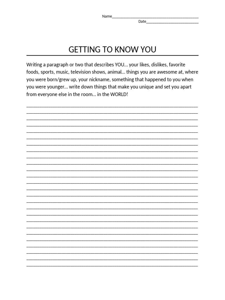 Personal Introduction Writing Guide | PDF
