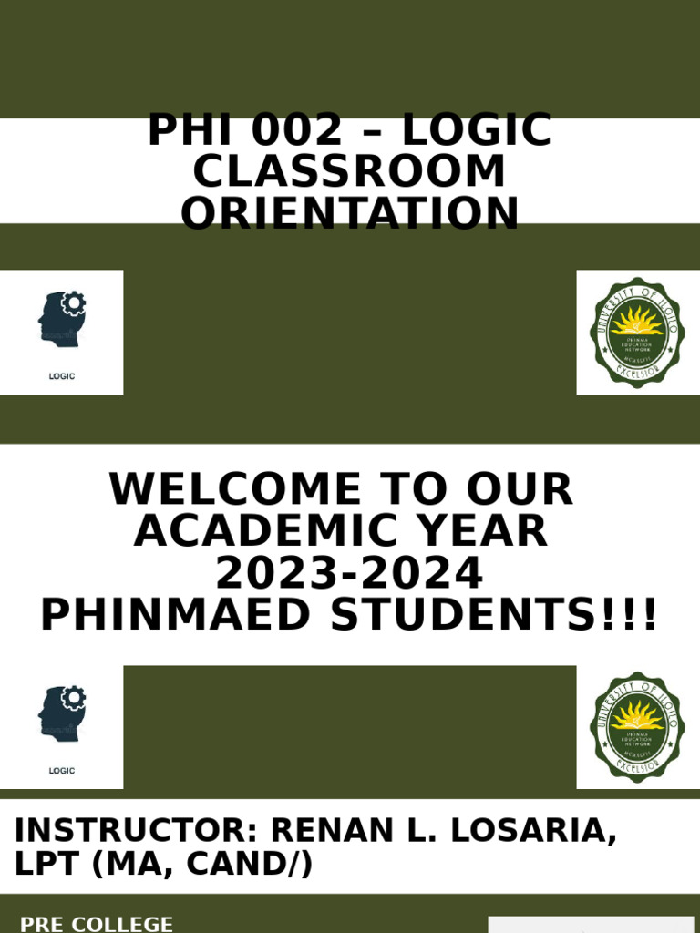 Phi 002 Logic Orientation | PDF | Career & Growth | Wellness