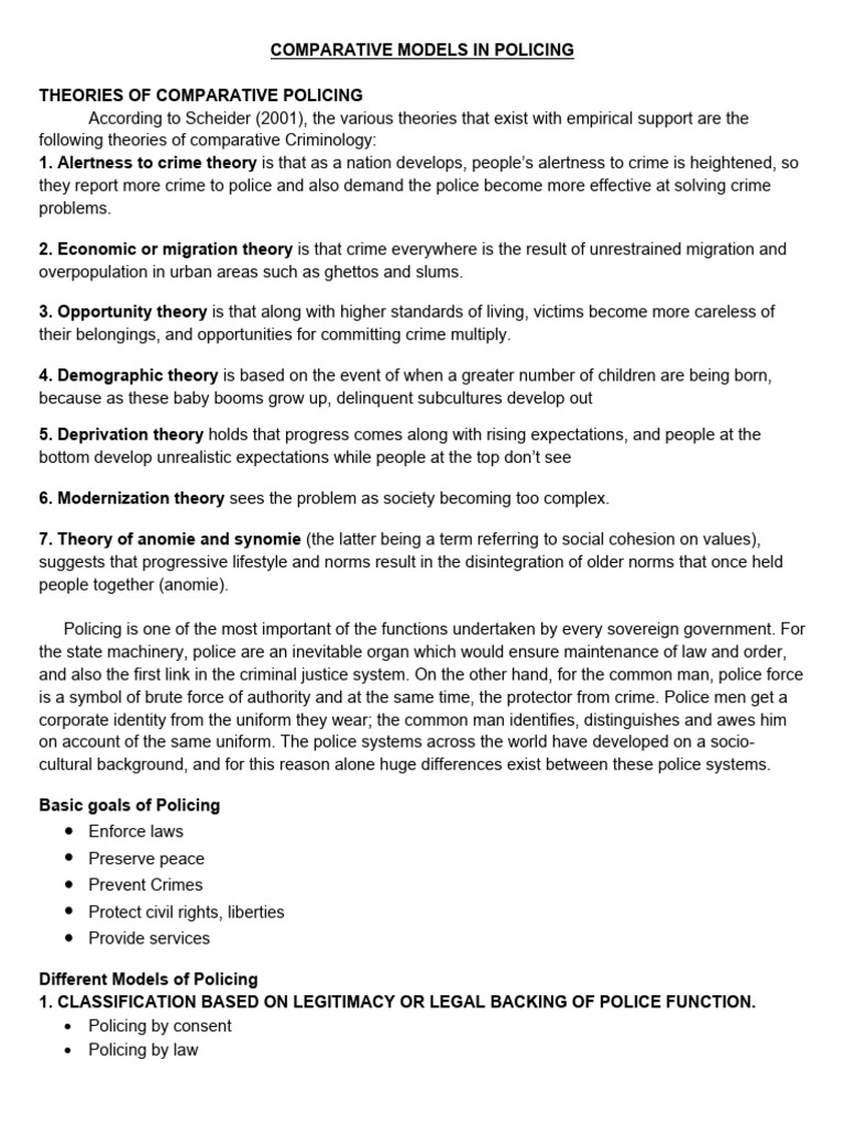 Comparative Models and Policing 2 | PDF | Police | Community Policing