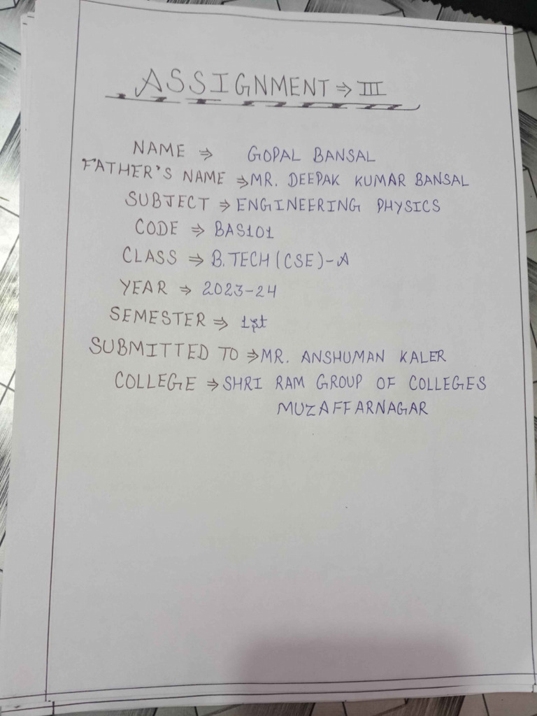 Physics Assignment - 3 | PDF