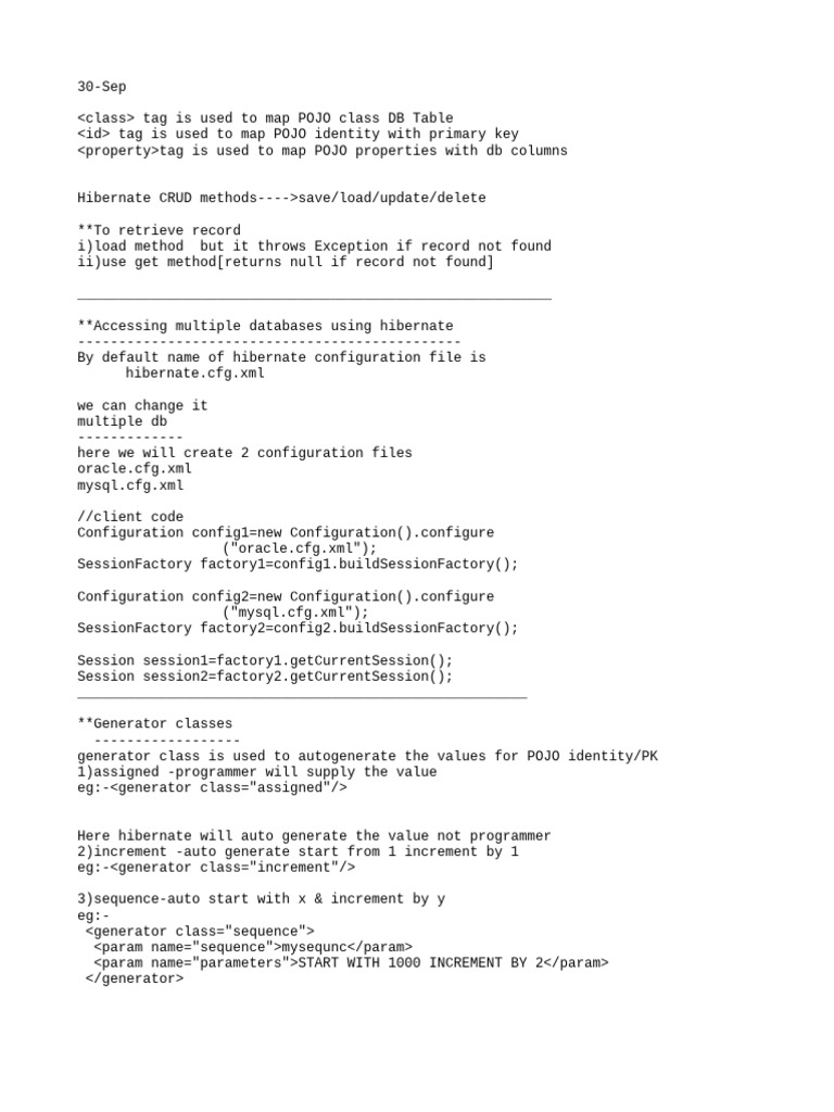 Hibernate crud methods and generator class | PDF Hibernate crud methods and generator class | PDF