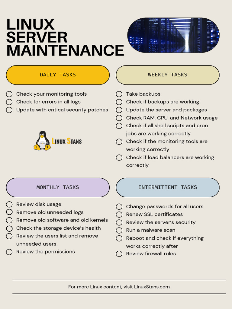 Linux Server Maintenance Checklist | PDF