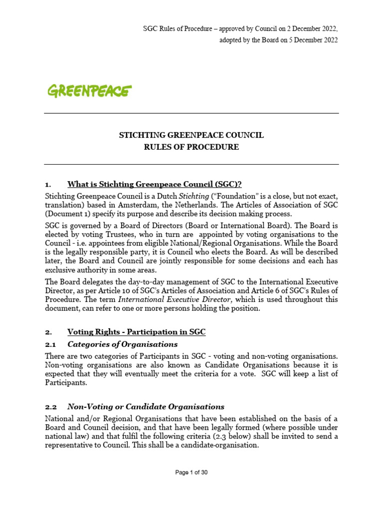 Ea021c0a 2022 SGC Rules of Procedure | PDF | Board Of Directors | Voting