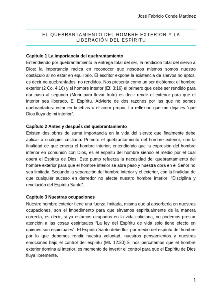 Reflexion Brebe Del Libro El Quebrantamiento Del Hombre Exterior y La ...