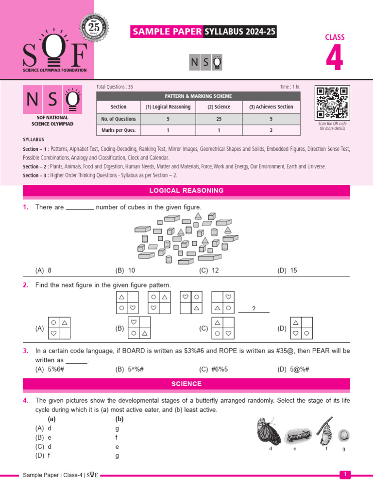 Nso Sample Paper Class-4 | PDF