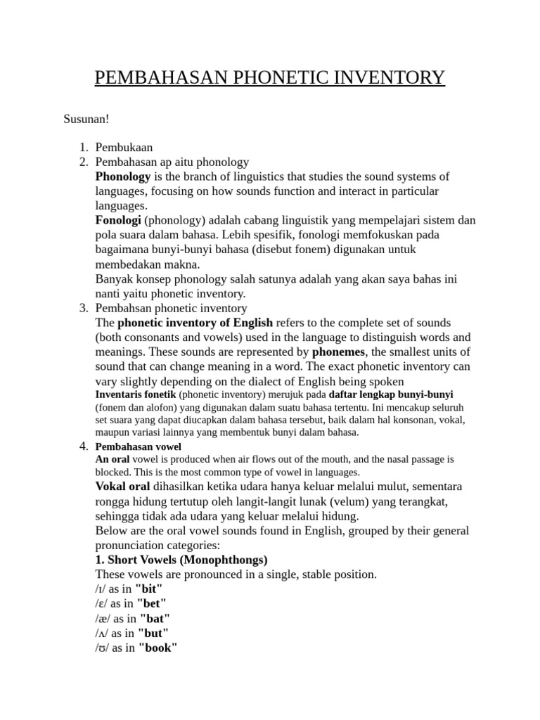 Pembahasan Phonetic Inventory | PDF | Seni & Disiplin Bahasa | Kajian ...