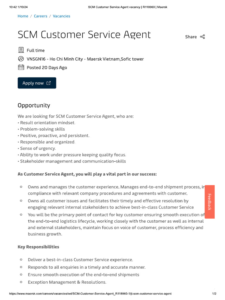 SCM Cs Agent MSK HCM Sept 2024 | PDF