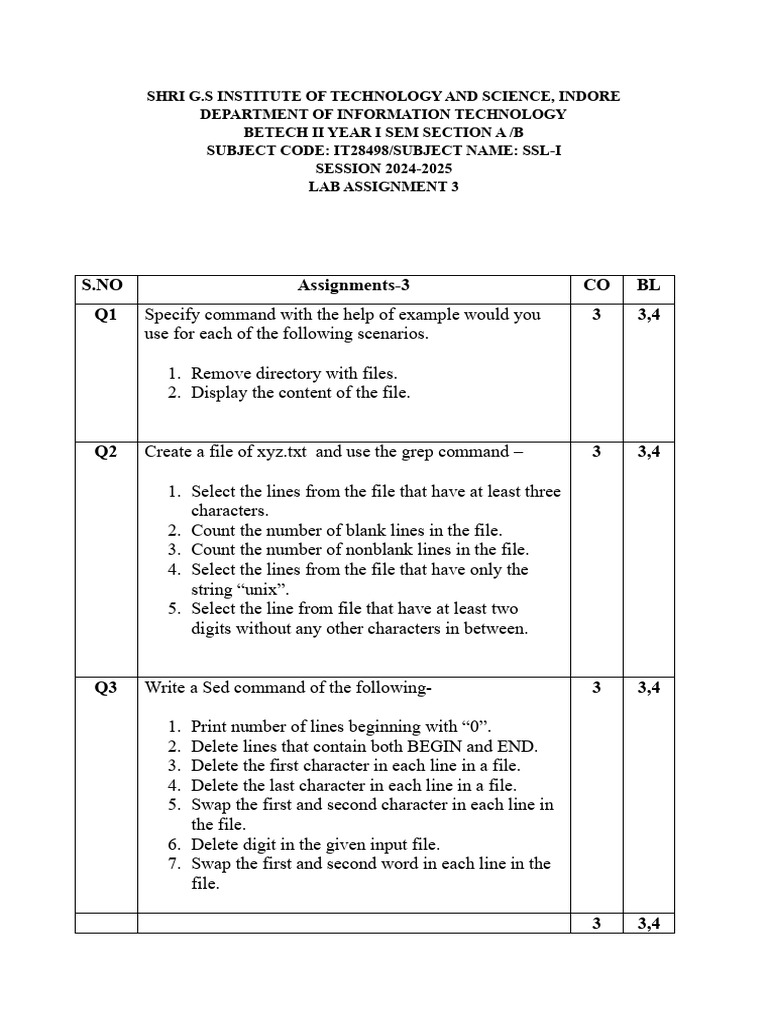 Lab Assigment 3 | PDF