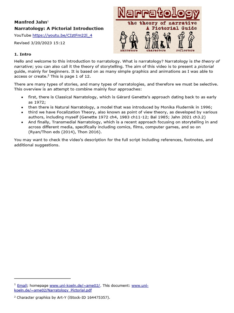 Narratology A Pictorial Introduction Vid | PDF | Narration | Narrative