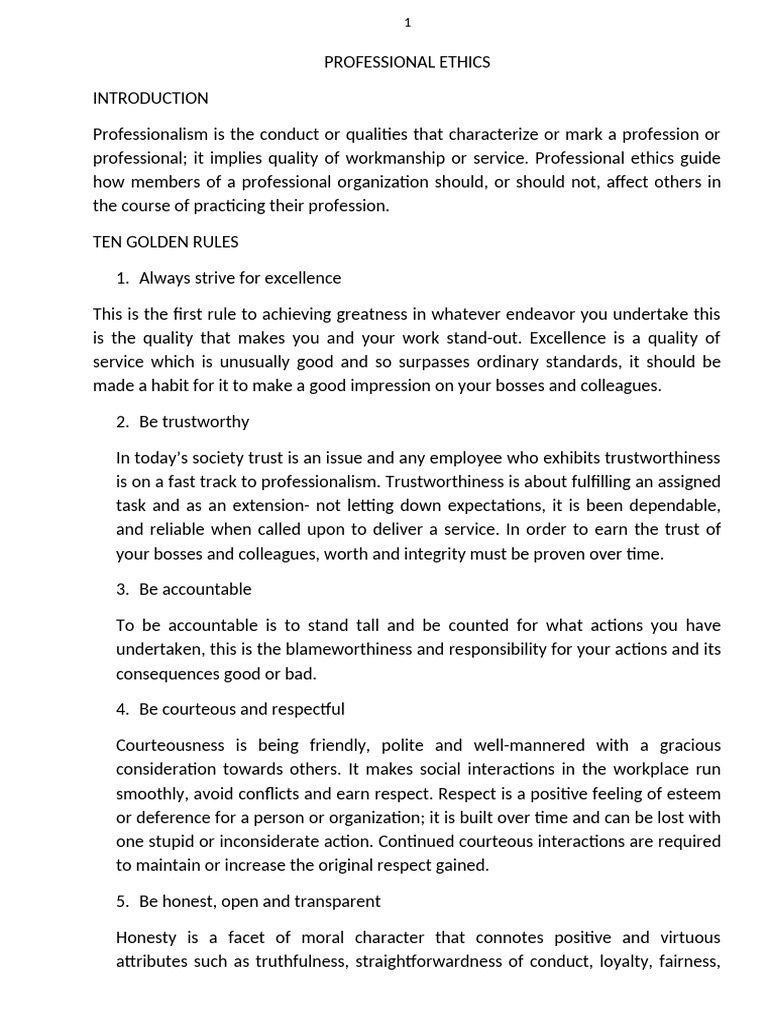 Professional Ethics Lecture | PDF | Business Ethics | Integrity