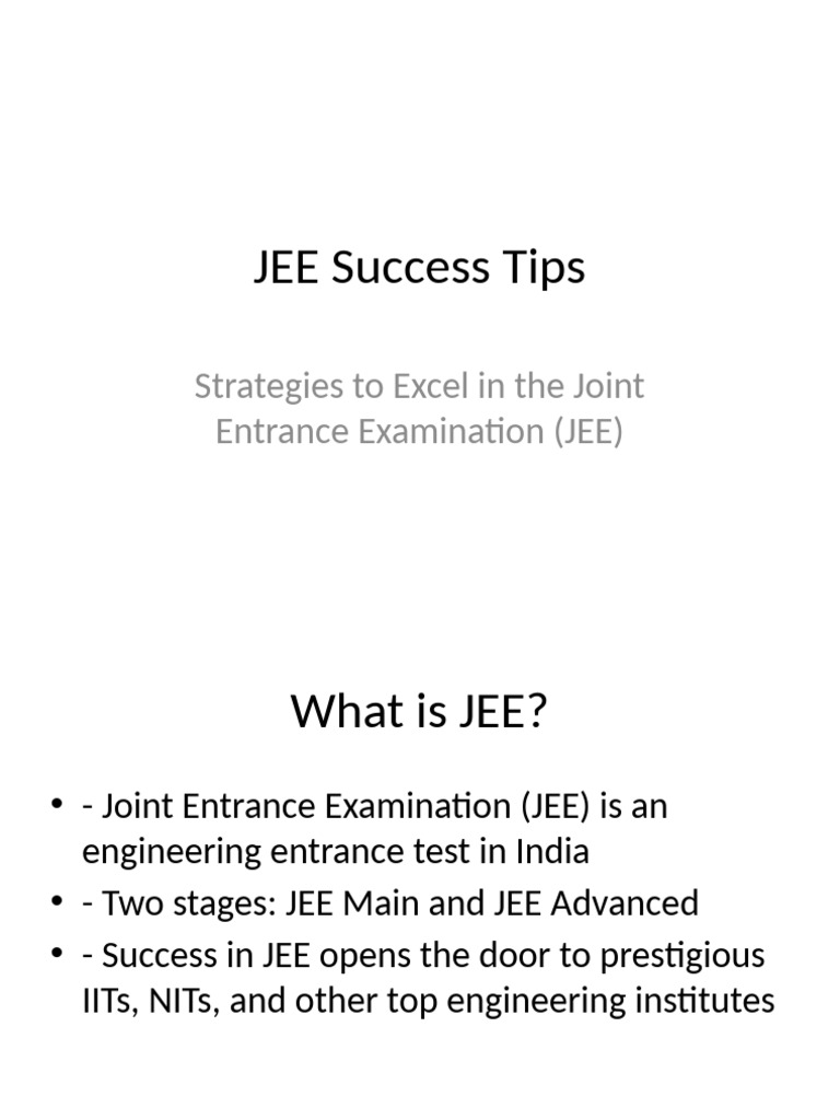 JEE Success Strategies and Tips | PDF | Career & Growth | Business