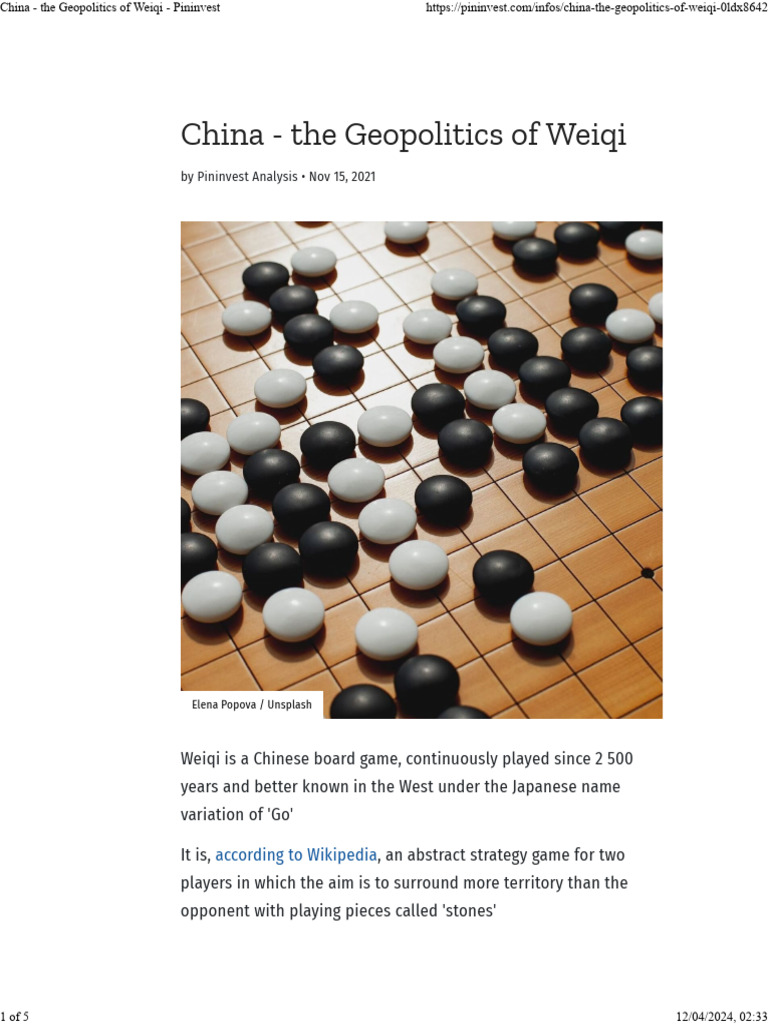 Weiqi: China's Geopolitical Strategy | PDF | Geopolitics | Manchuria