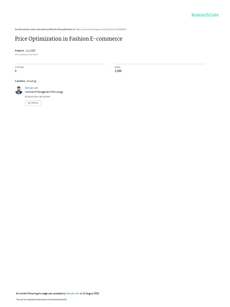 Price Optimization in Fashion E-commerce | PDF | Demand | Price ...