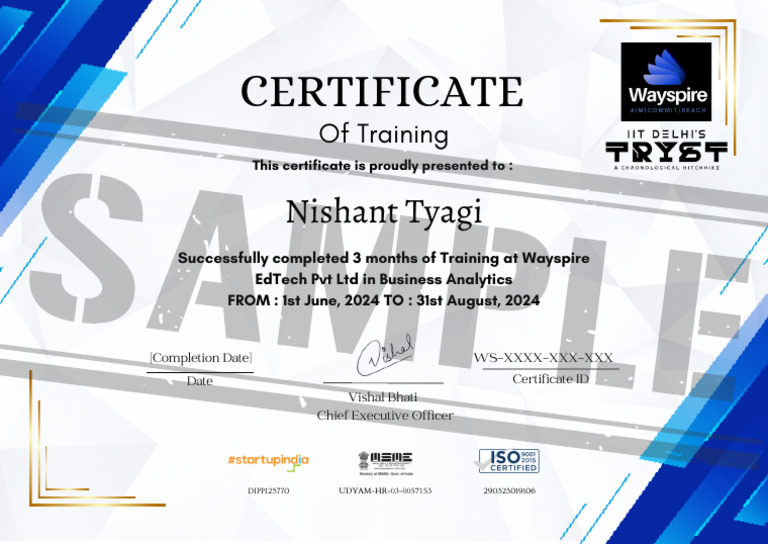 Training Certificate | PDF