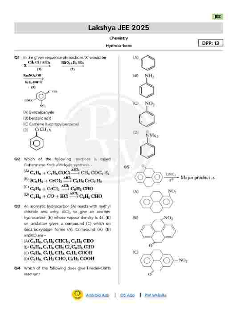 Hydrocarbon _ DPP 13 __ Lakshya JEE 2025_11zon | PDF