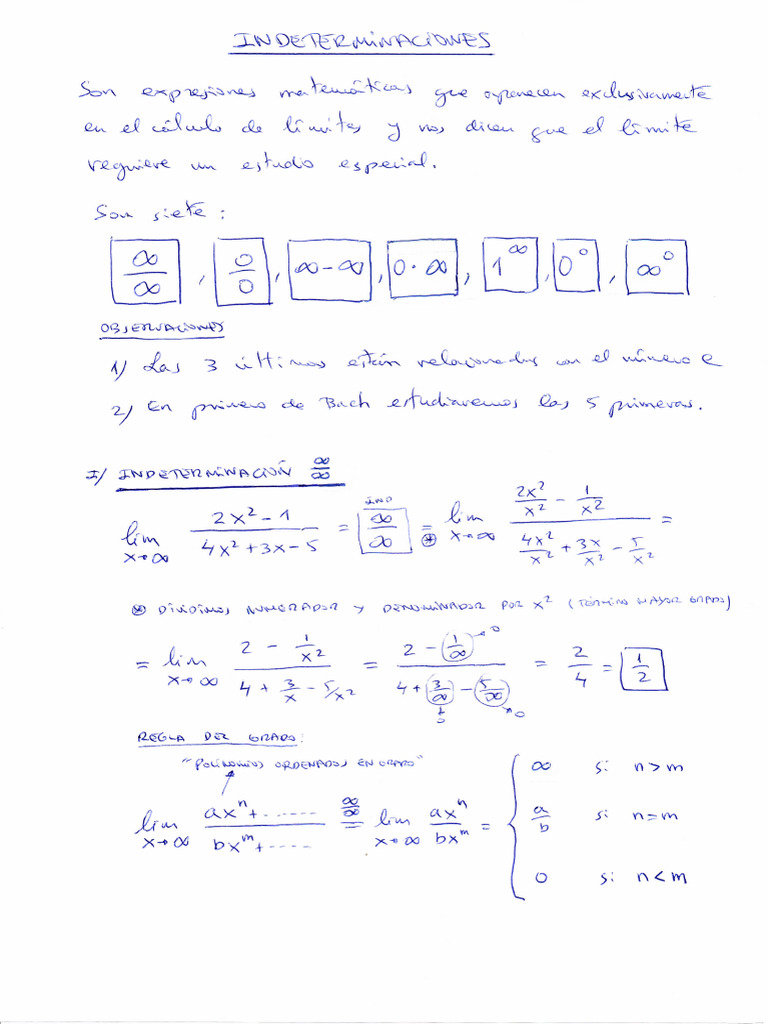 Indeterminaciones Resumen + Ejemplos 2021 | PDF