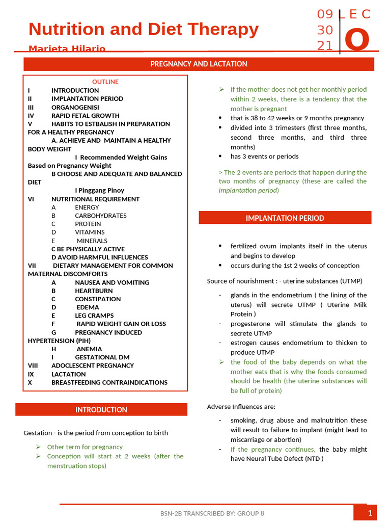 08 Pregnancy and Lactation Nutrilec | PDF | Pregnancy | Fetus