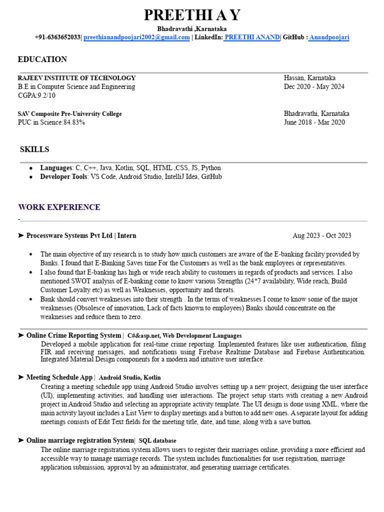 Preethi Poojari-1 (1) | PDF | Android (Operating System) | Mobile App