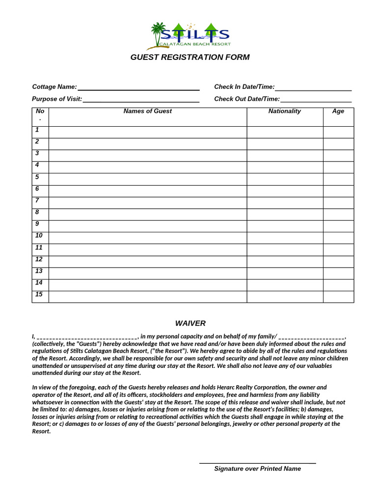 Guest Registration Form | PDF