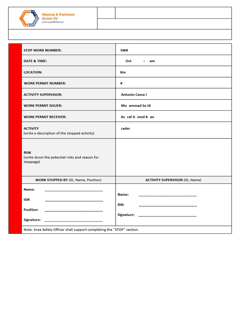 MGS3-00-0906-CNPS-063-00 - Stop Work Notice 01 | PDF | Personal ...