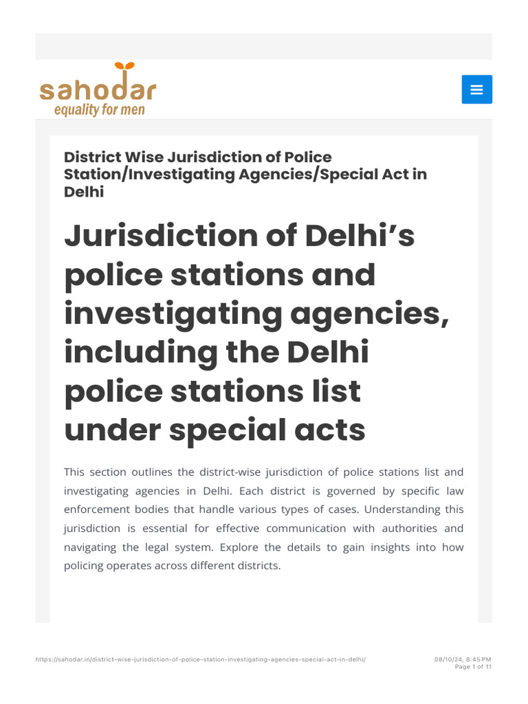 Delhi Police Stations Jurisdiction List | PDF | Marriage, Unions And ...