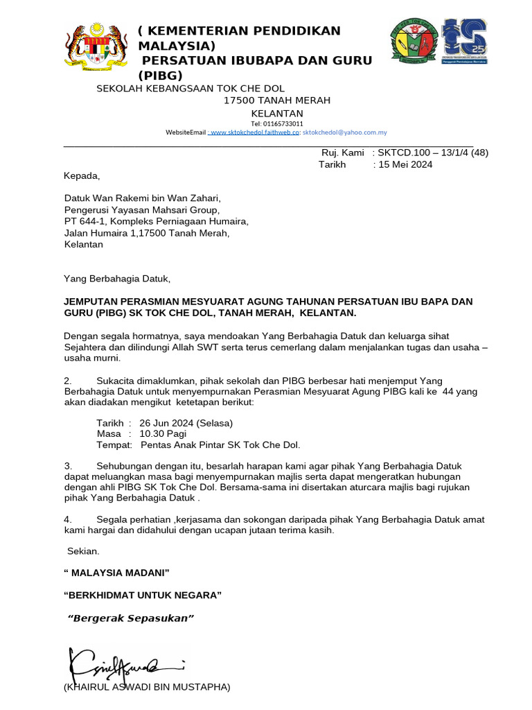 Surat (48) Jemputan Perasmi MAT 2024 | PDF