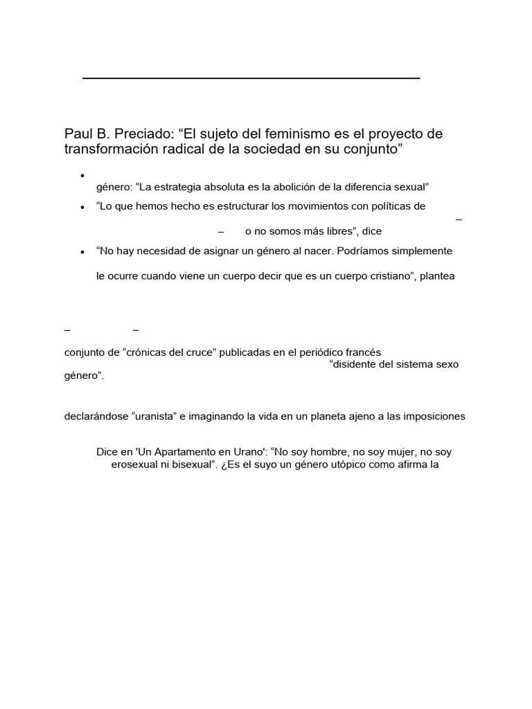 Preciado Paul Beatriz Artículos | PDF | Feminismo | Estudios de género