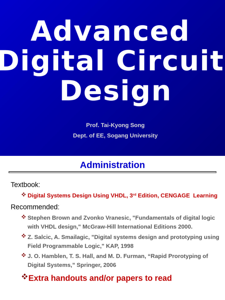 Adsd Lecture 1and2intro Logicrev Pdf Field Programmable Gate Array Vhdl 7219