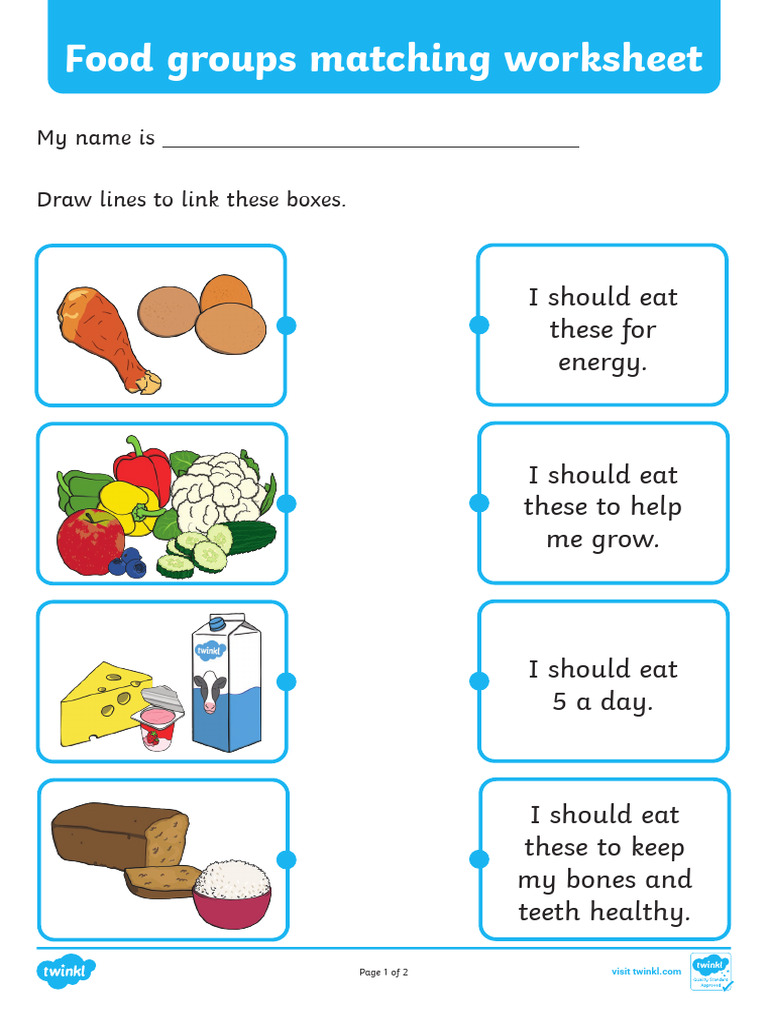 Au T 1057 Food Group Matching Activity Worksheet - Ver - 1 | PDF | Self ...