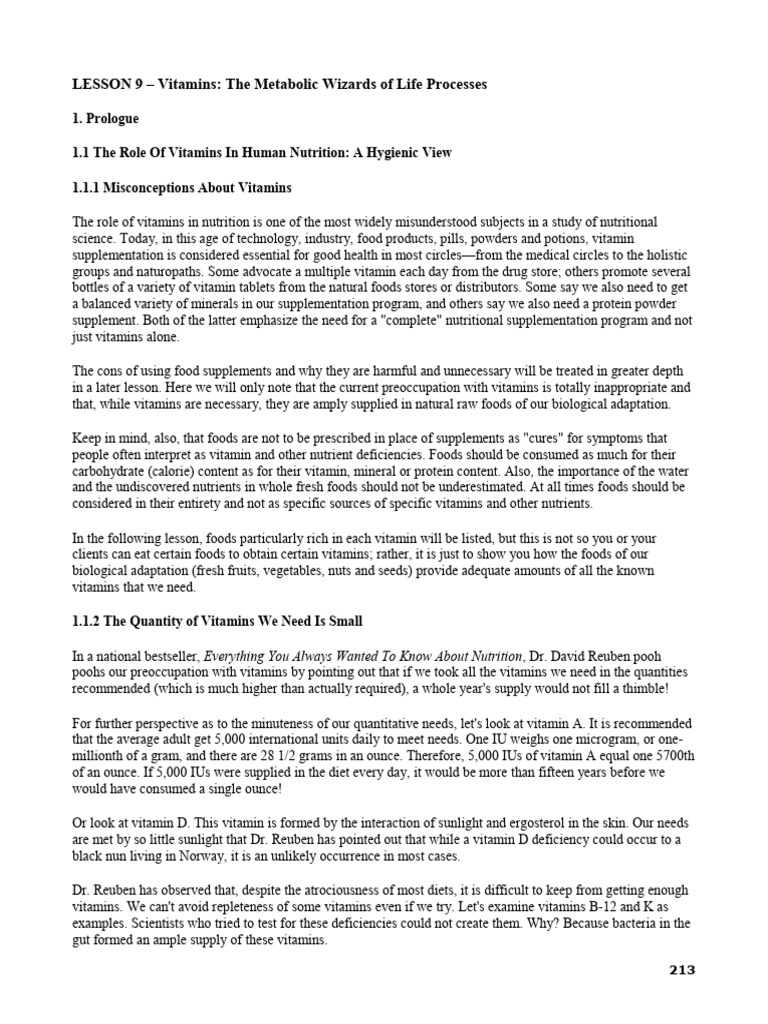 TC Fry LifeScience LESSON 9 - Vitamins | PDF | Vitamin | Vitamin D