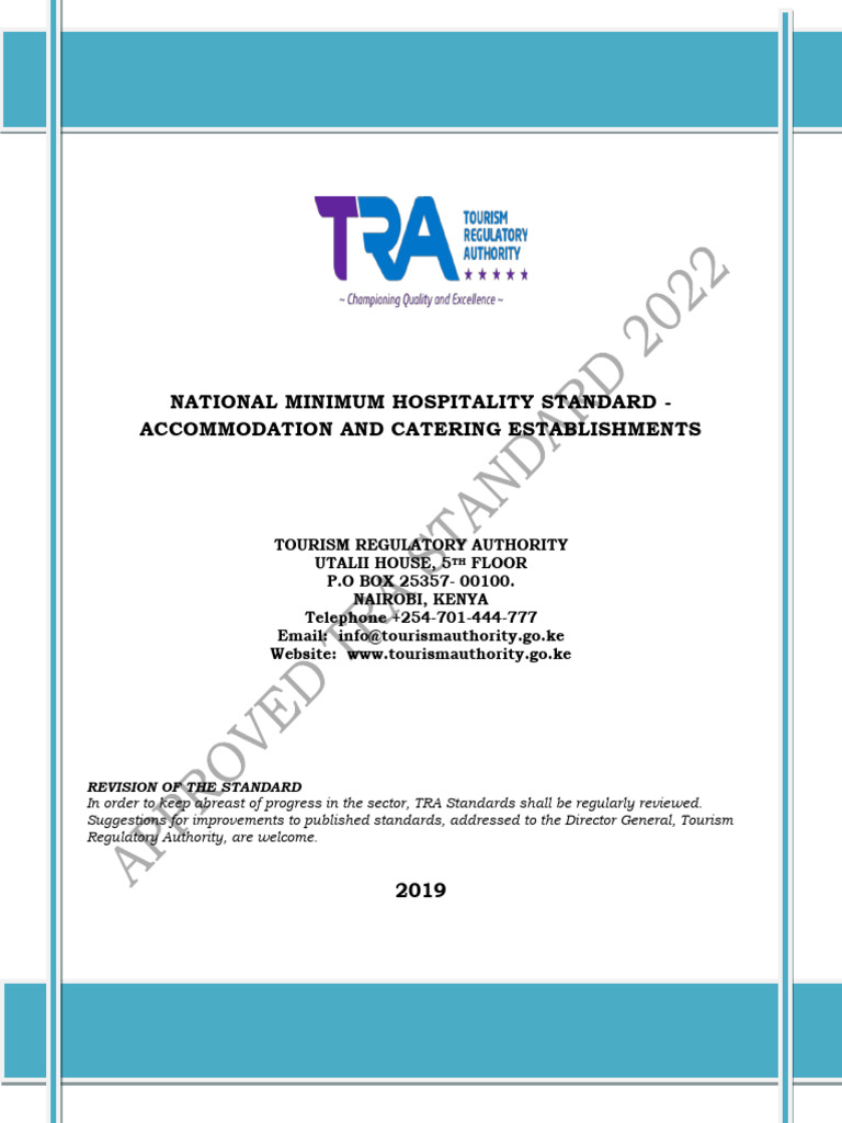 National Minimum Hospitality Standards | PDF | Menu | Bathroom