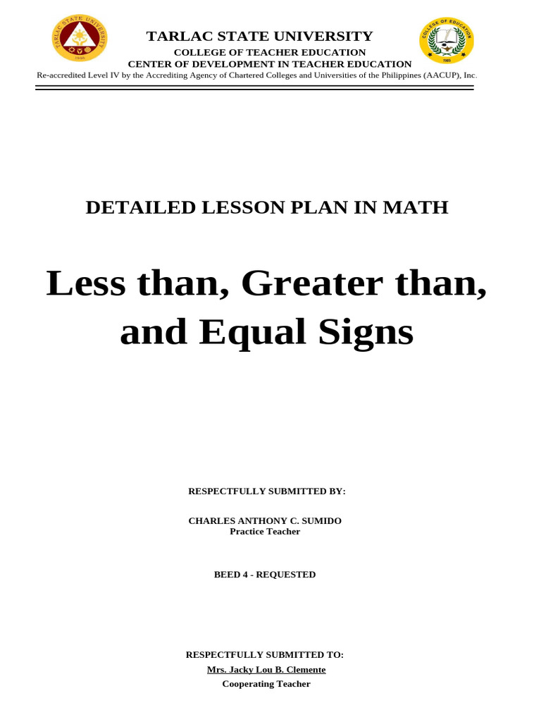 Math Lesson Plan: Comparing Numbers | PDF | Behavior Modification ...