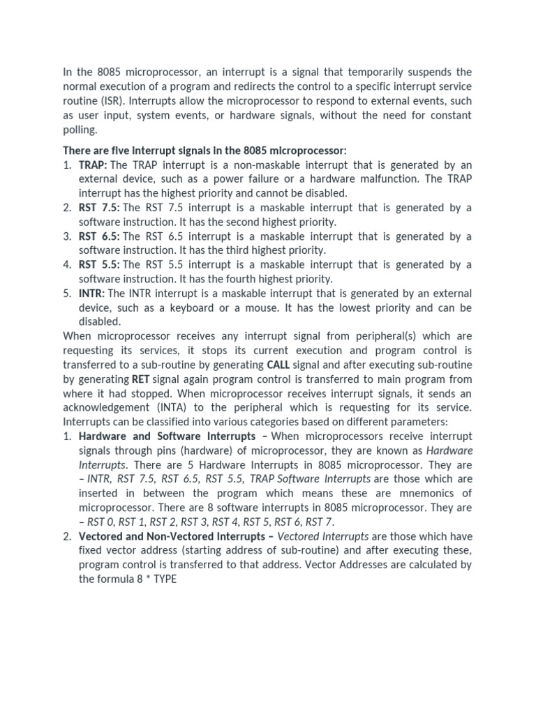 Interrupt Notes Pdf Computer Architecture Computing