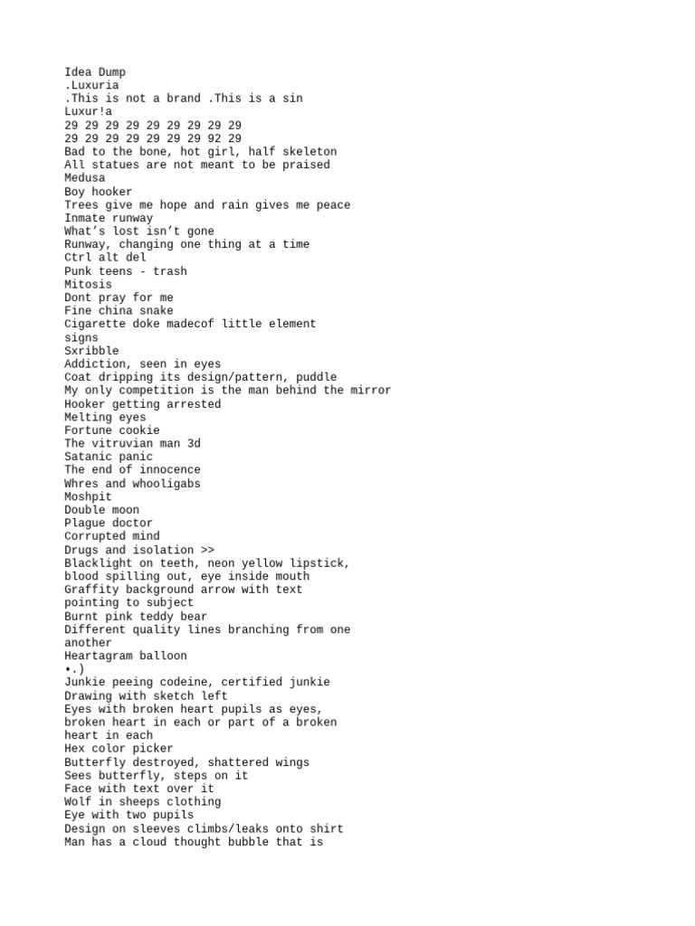 Idea dump | PDF | Eve | Adam