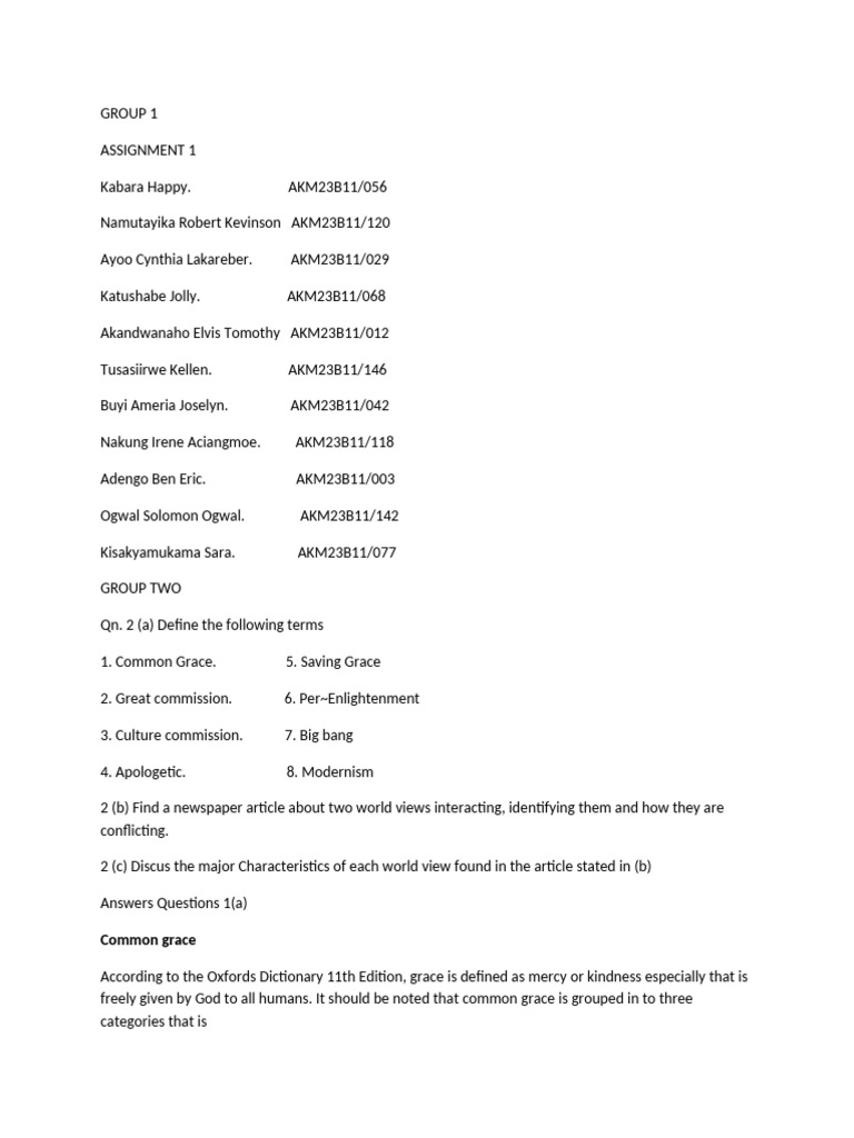 World Views Assignment Group 1 B 2 | PDF | Salvation | Last Judgment