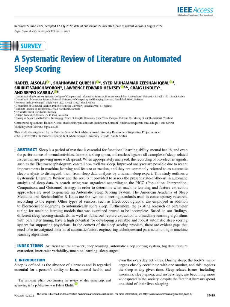 Automated Sleep Scoring Review | PDF | Machine Learning ...