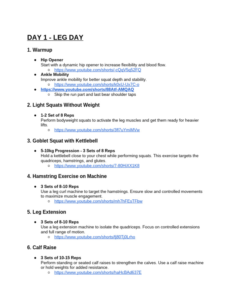 4 DAYS WORKOUT PLAN | PDF | Weight Training | Physical Fitness