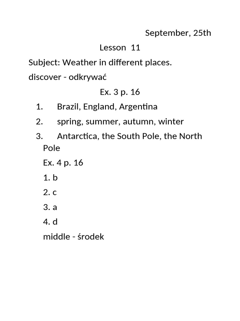 Weather Lessons Across Continents | PDF