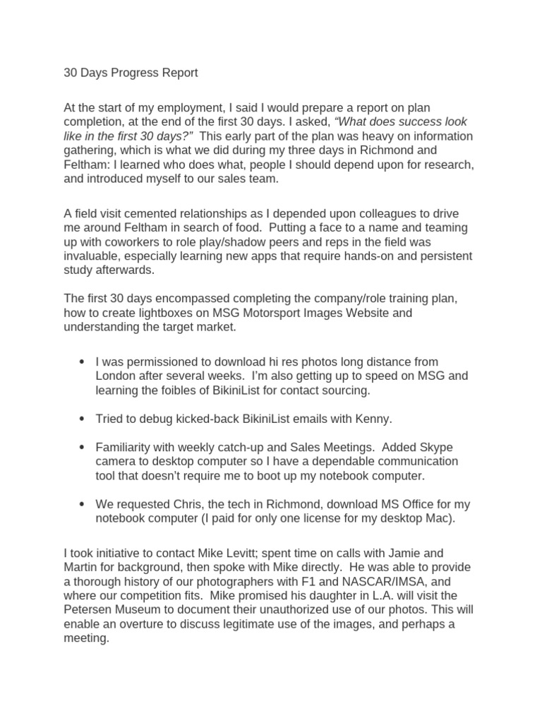 New Hire's 30-Day Progress Report | PDF | Business | Social Science