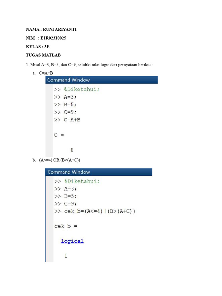 Tugas 7 Matlab | PDF | Metode & Bahan Ajar