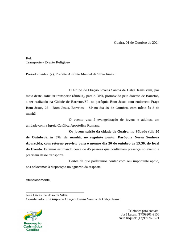 Ofício Transporte DNJ | PDF