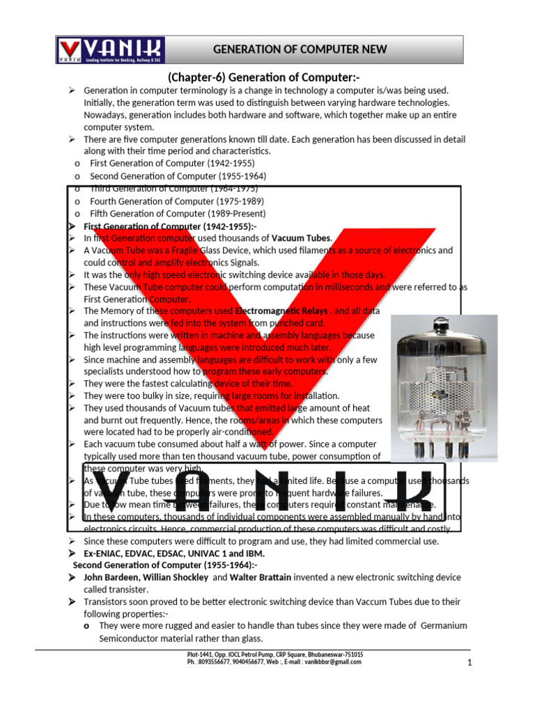 Generation of Computer New | PDF | Integrated Circuit | Transistor